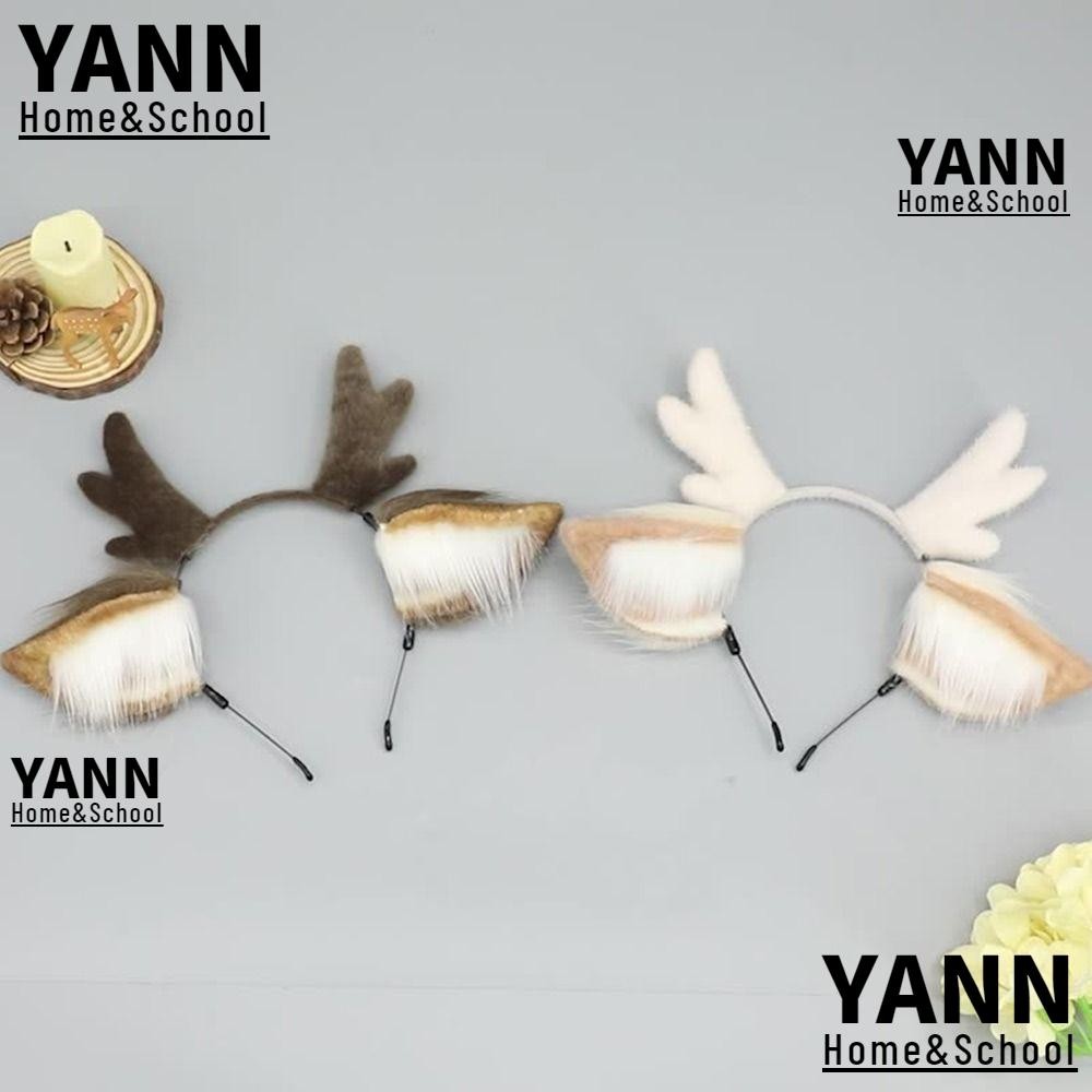 YANN Reindeer Antler Headband, Plush Deer Ears Party Headpiece Head ...