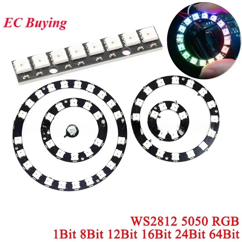 1pc WS2812 WS2812B 5050 Led Strip Board Module 1/8/12/16/24 LEDS Bits ...