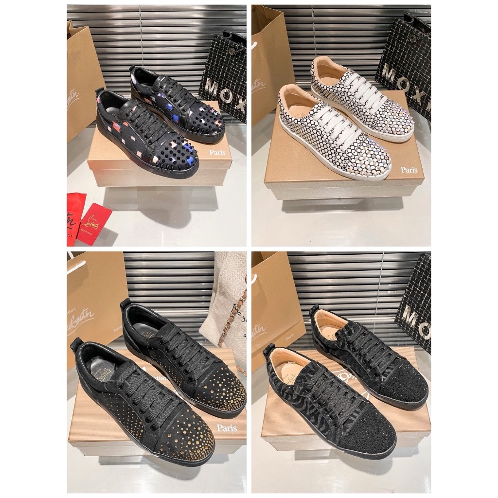 Kasut lelaki C1LCZ black color with grid colorful design leather couple ...