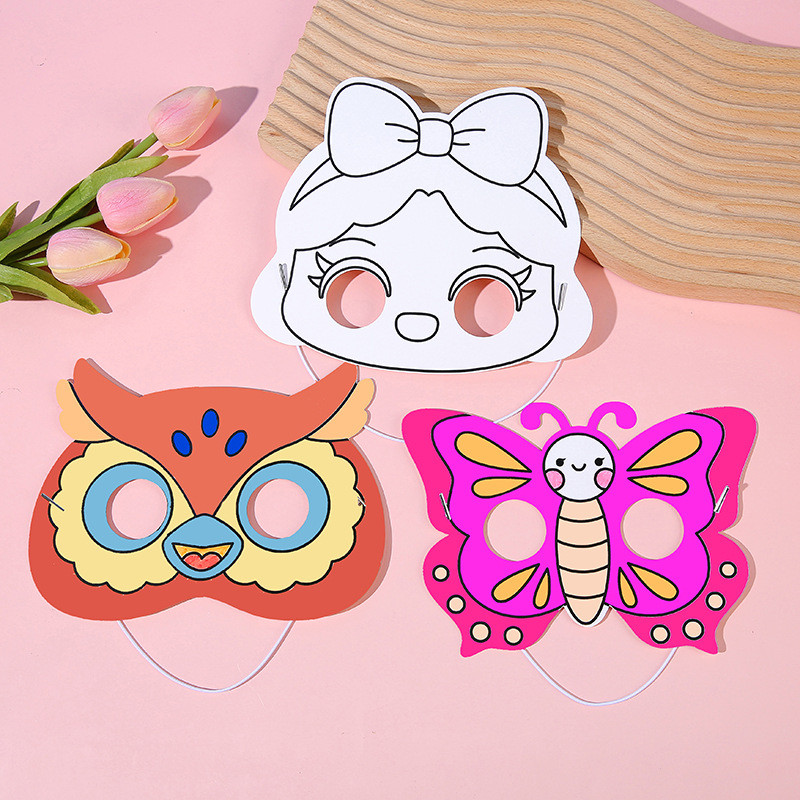 Blank Mask Animal Cartoon Children Coloring Painting Kindergarten Paper ...