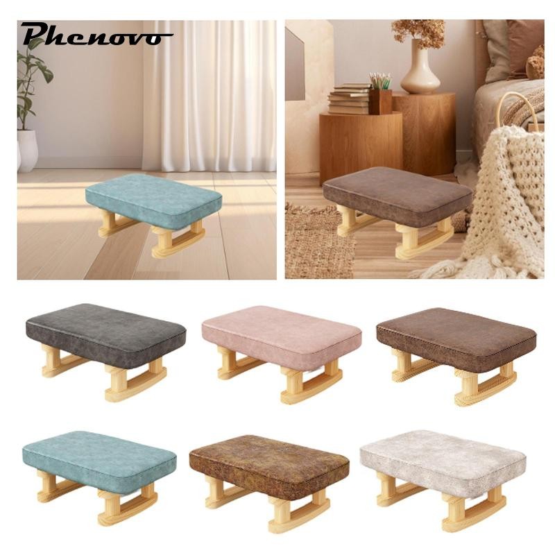 [Phenovo] Modern Rectangle Chair Step Stool Footrest with Wooden Legs ...