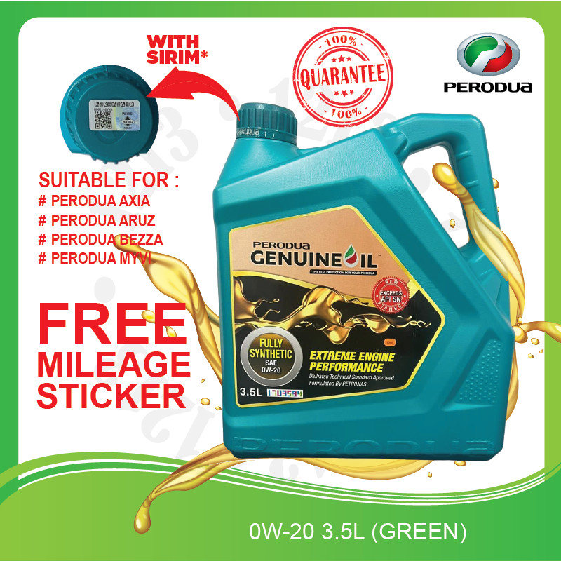 ORI SIRIM PERODUA FULLY 0W20 3.5L BEZZA AXIA ALZA MYVI ARUZ ATIVA VIVA ...