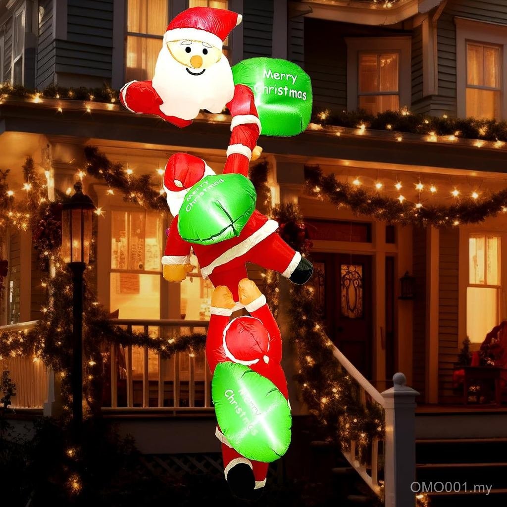 8FT Hanging Christmas Inflatable Outdoor Decorations, Climbing Santa ...
