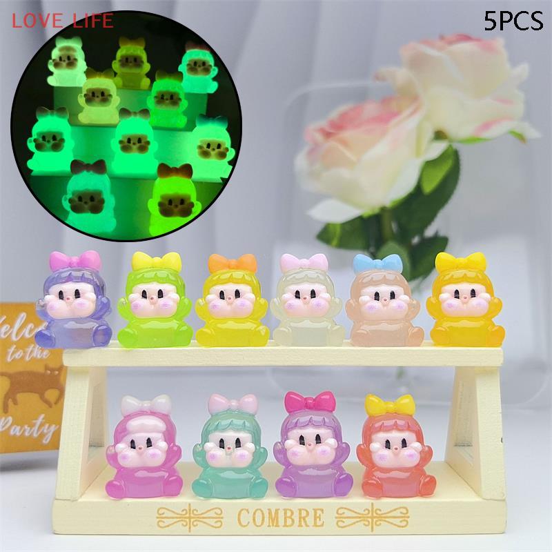 LOVELIFE 5Pcs/Bag Cute Luminous Bow Crying Baby Doll Micro Landscape ...