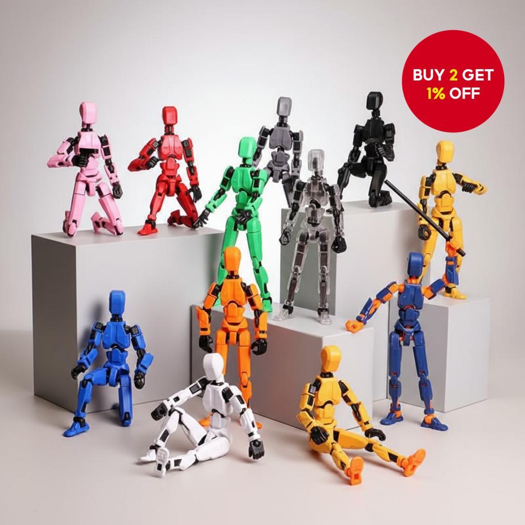 3D Printed Lucky Robot Toy, Multi-Jointed Poseable Robot Figure, Dummy ...