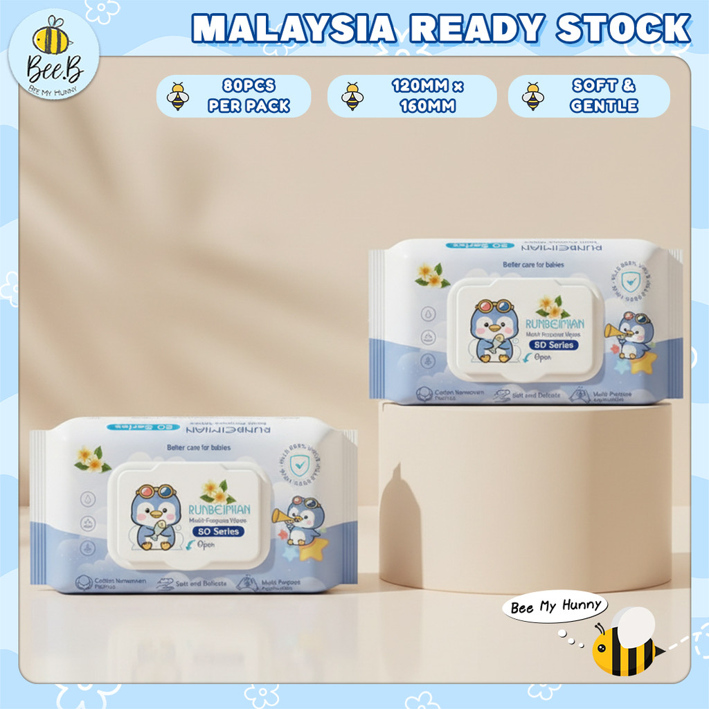 [80pcs] Tisu Basah Bayi Portable Cute Penguin Design Baby Non-Alcohol ...