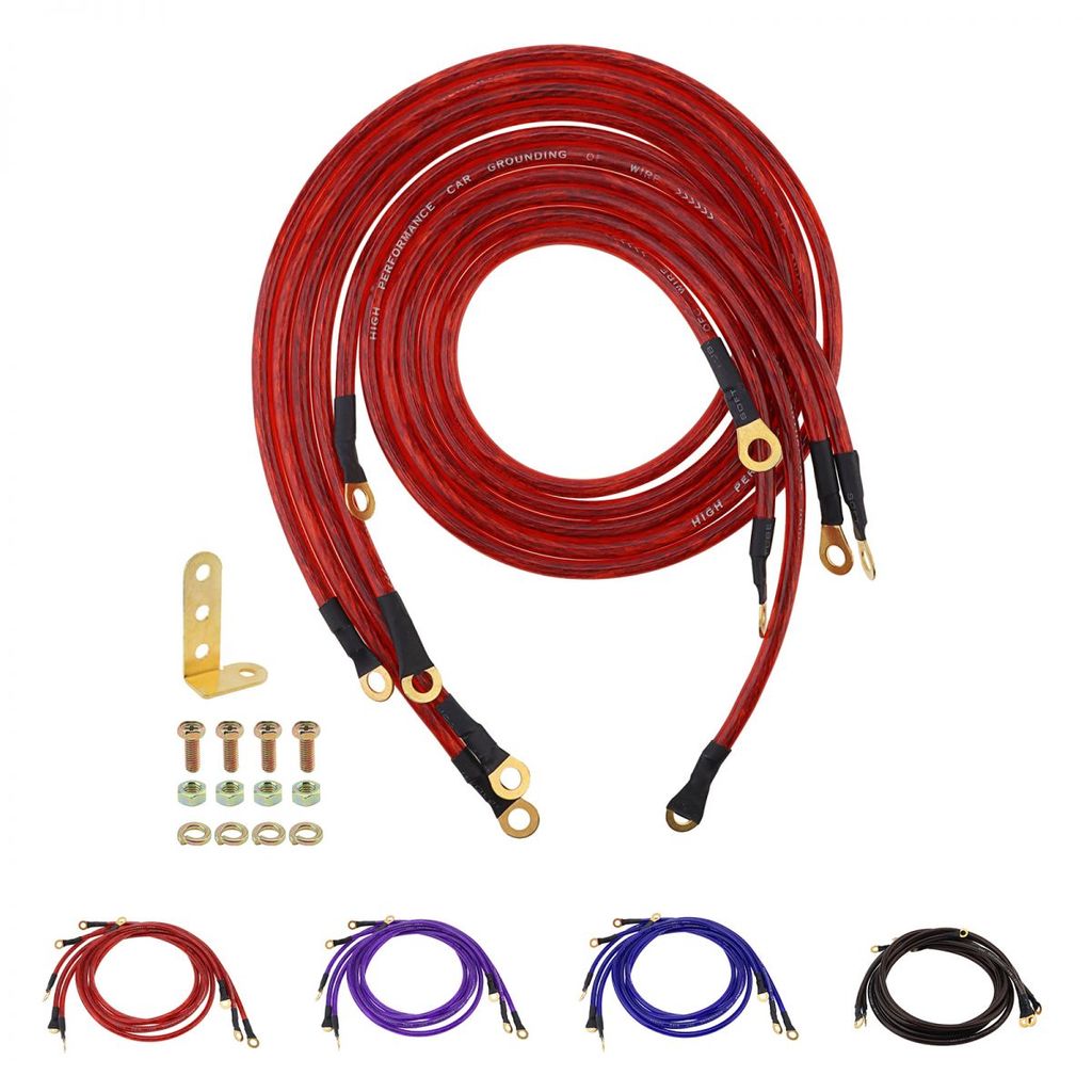 12V 5 Point Improve Power Car Universal Earth Ground Cables Grounding ...