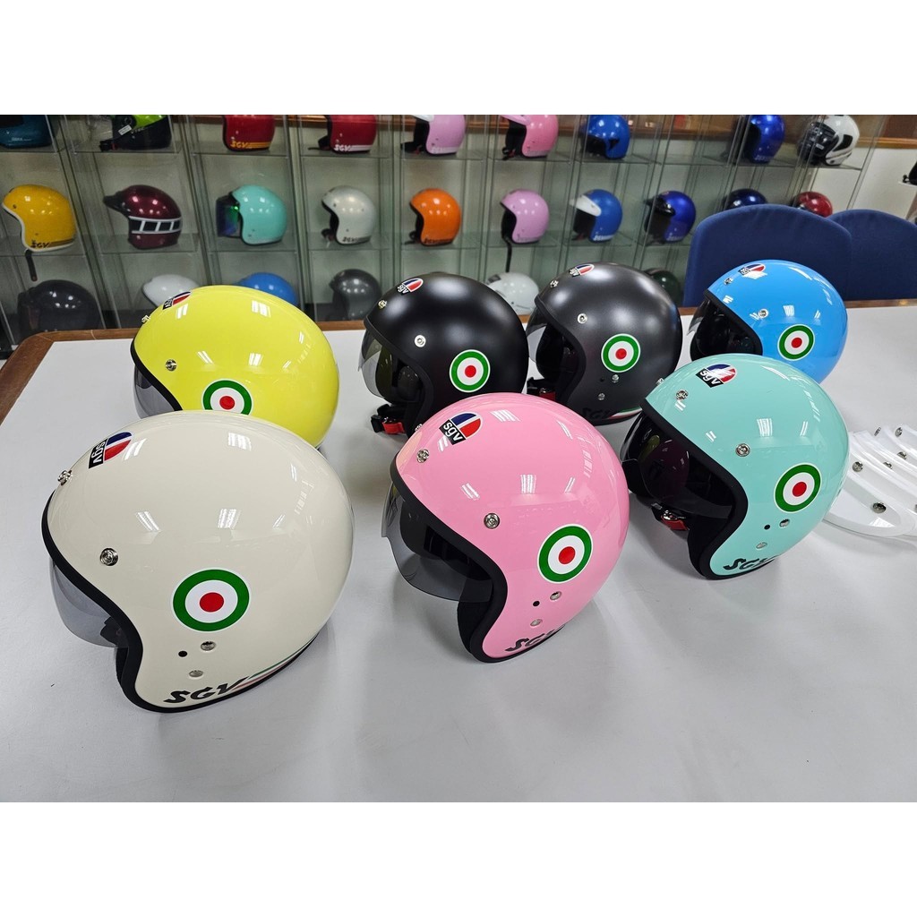 SGV ITALIAN STAR OPEN FACE WITH SUN GLASS 3 BUTTON HELMET L 60CM - WITH ...