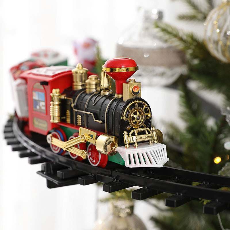 Christmas Tree Decoration Toy Train Electric Sound and Light Train ...