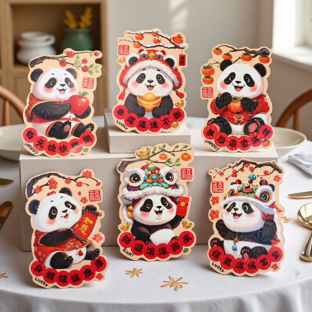 6pcs Creative Cartoon Angpao 3D Chinese New Year Panda Red Envelope for ...