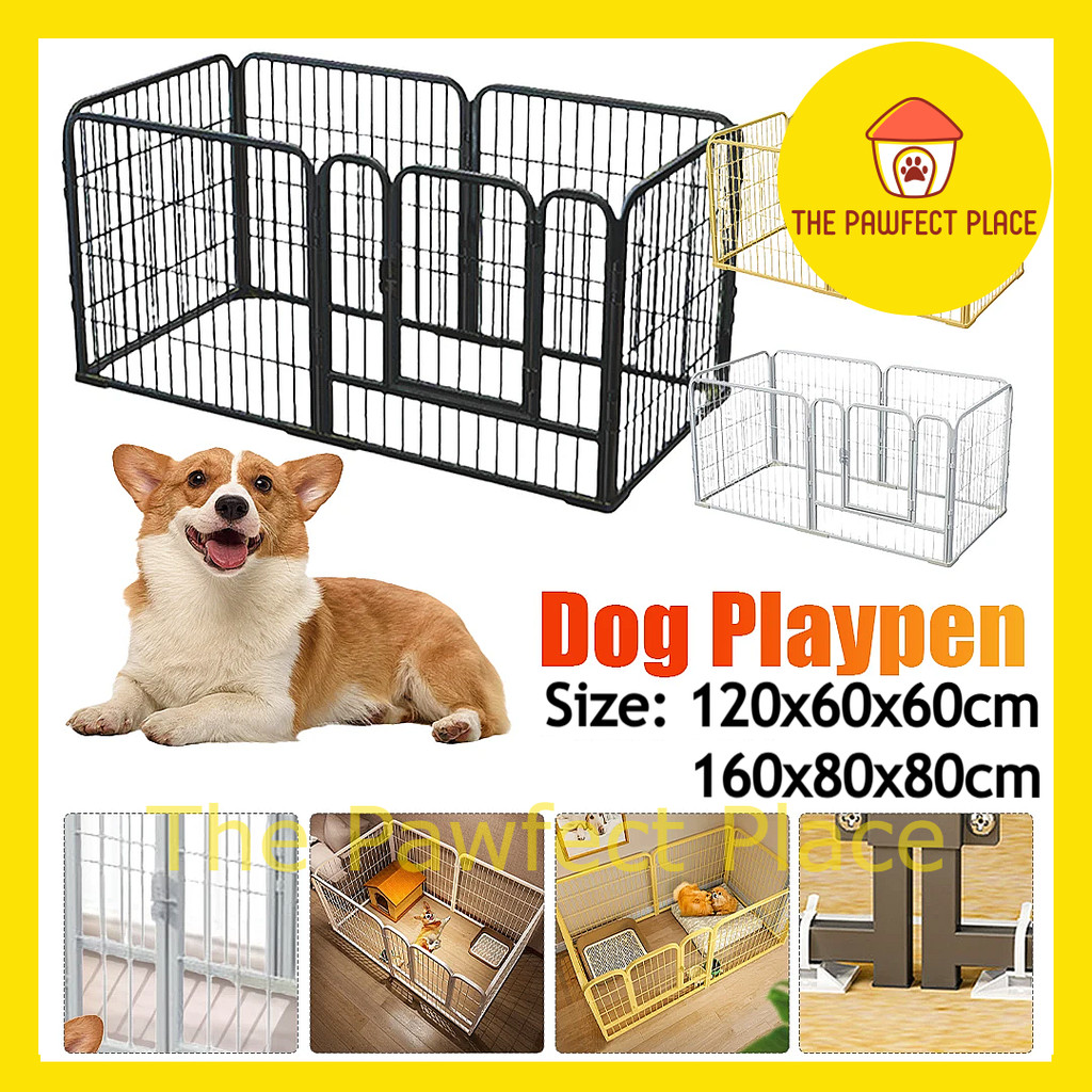 Dog Playpen 6 Panels Indoor Doggy Fence Exercise Pen Portable Puppy ...