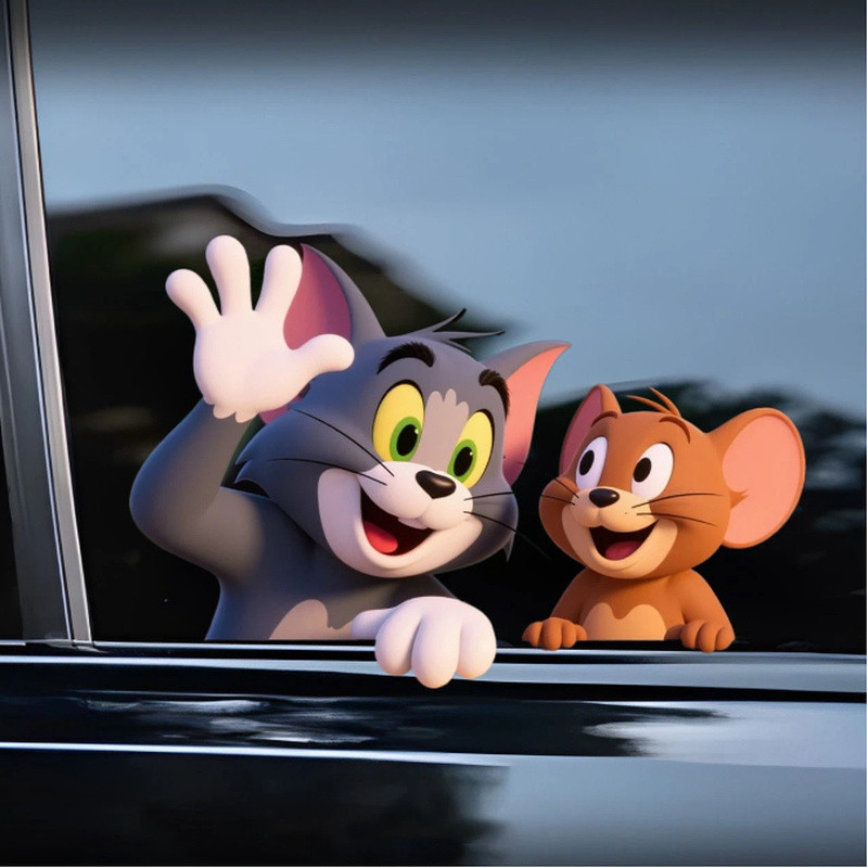 3D Stereoscopic Tom and Jerry Cartoon Cute Stickers, Car Window Glass ...