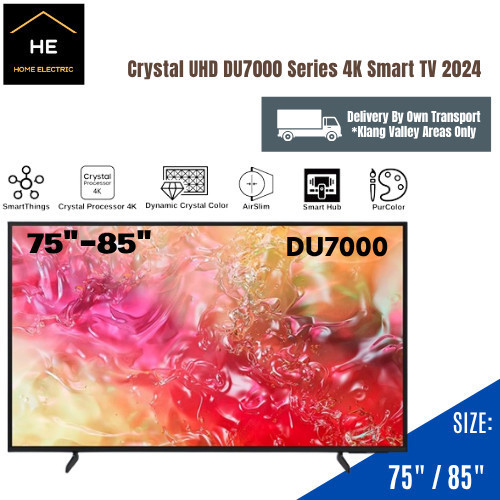 SAMSUNG TV 75" / 85" Inch DU7000 Series 4K UHD Smart TV 电视机 new model ...