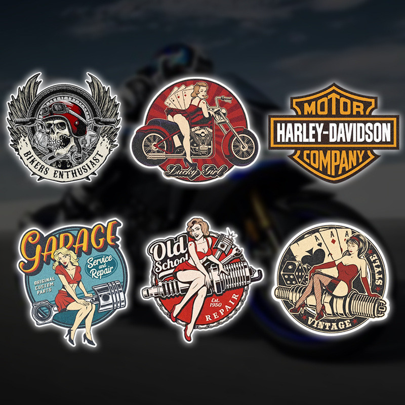Harley Motorcycle Retro Helmet Stickers Motorcycle Electric Car ...