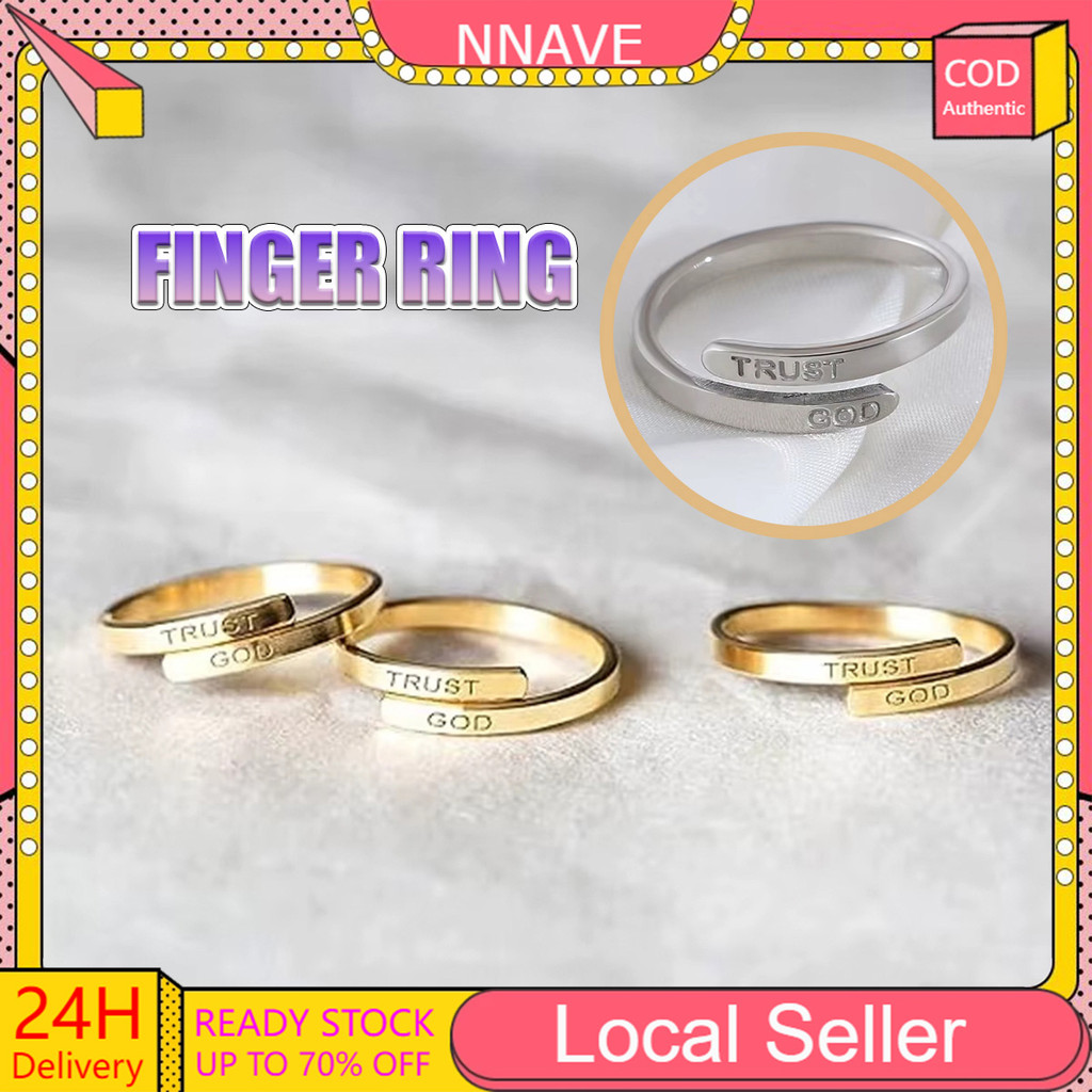 Adjustable [TRUST GOD] Ring Unisex Zinc Alloy Ring Free Size No Fade ...