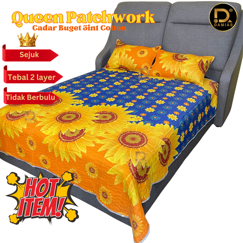 CADAR 3IN1 QUEEN PATCHWORK FALISHA DUA MUKA CORAK BUNGA KARTUUN ABTSRAK ...