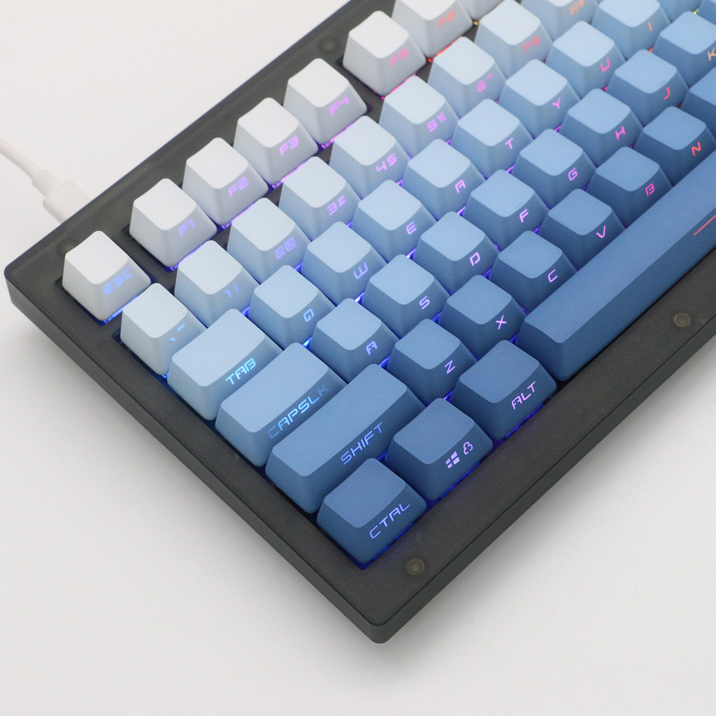 Keychron-V1 Black Transparent 75% Knob Fog Blue Wired RGB Hot Plug Fast ...