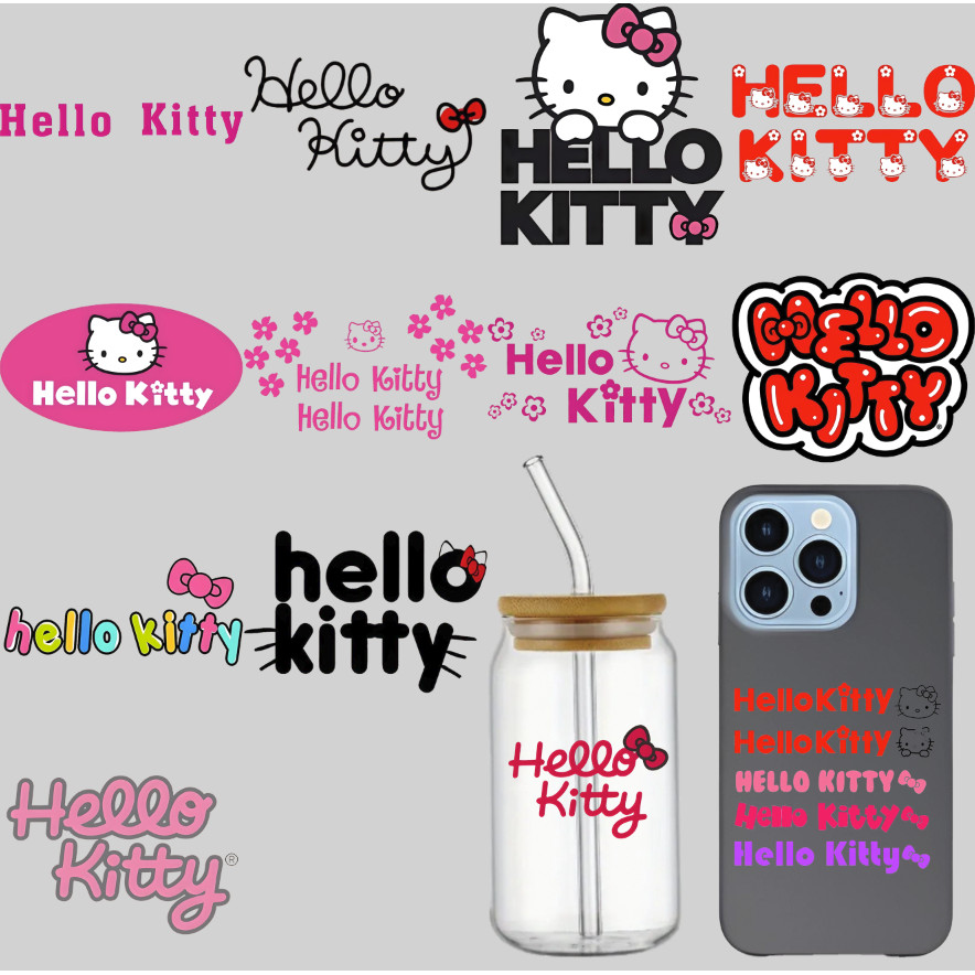 GEN351 Hello Kitty Crystal Adhesive UV Transfer Stickers DIY Label ...