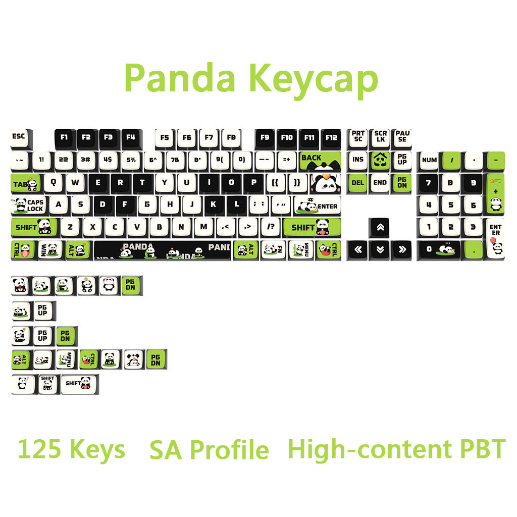 Panda Keycaps 125 Keys SA Profile PBT Wooting Aula F75 RK100 Mechanical ...