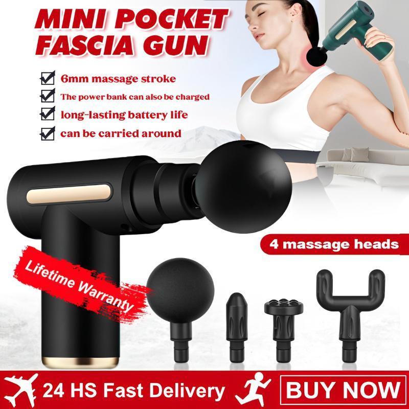 Mini Massage Gun – 6-Speed Muscle Relaxation Massager with 4 Heads for ...