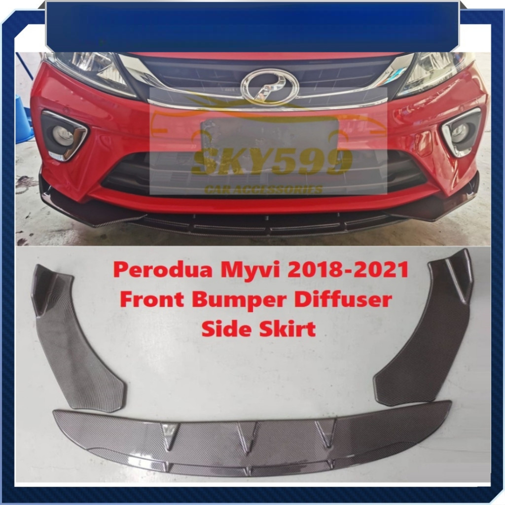 Perodua Myvi 2018-2021 Front Bumper Diffuser Lip Wrap Angle Splitters ...
