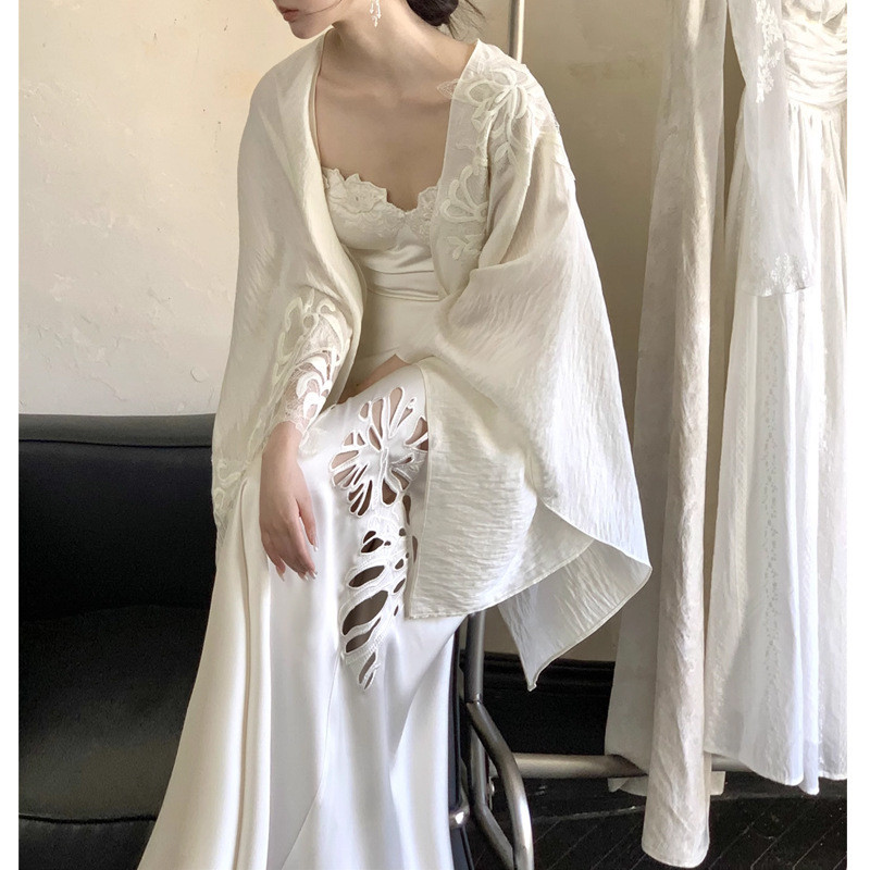French-style Lace Dress Set with Embroidery and Sheer Detailing ...