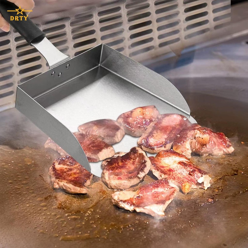 Stainless Steel Hibachi Spatula Grill Tool Wide Scraper with Ergonomic ...