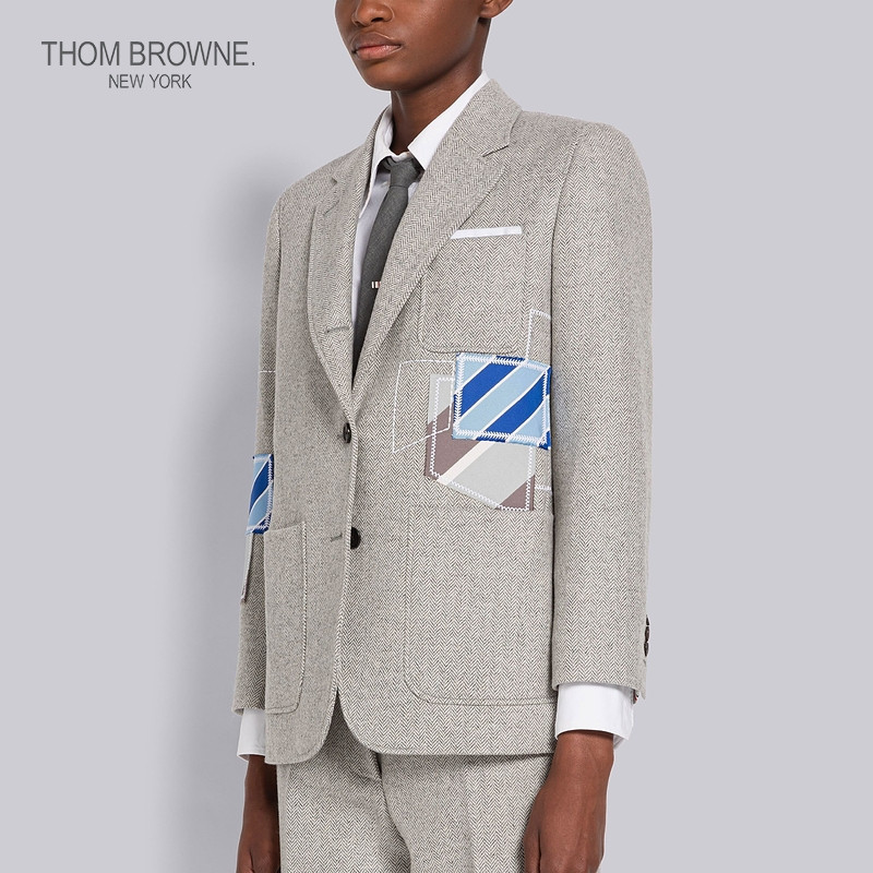 THOM BROWNE Ladies 2022 Autumn Winter Herringbone Pattern Pure Lamb ...