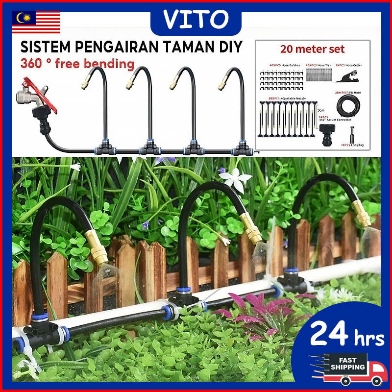 DIY Garden Micro Drip Irrigation System Plant Flower Watering Kit Siram ...