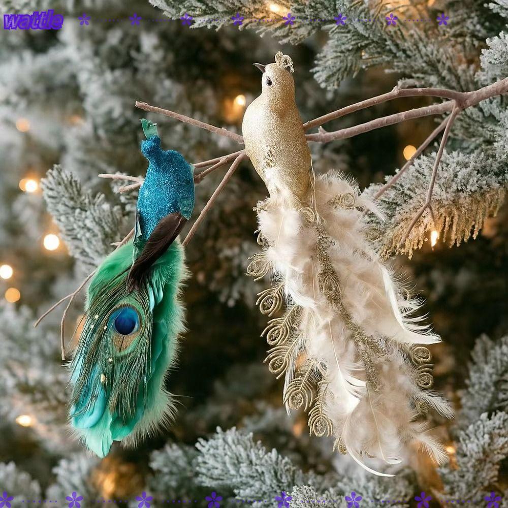 WATTLE Christmas Peacock Decoration, Shimmering Realistic Feathers ...