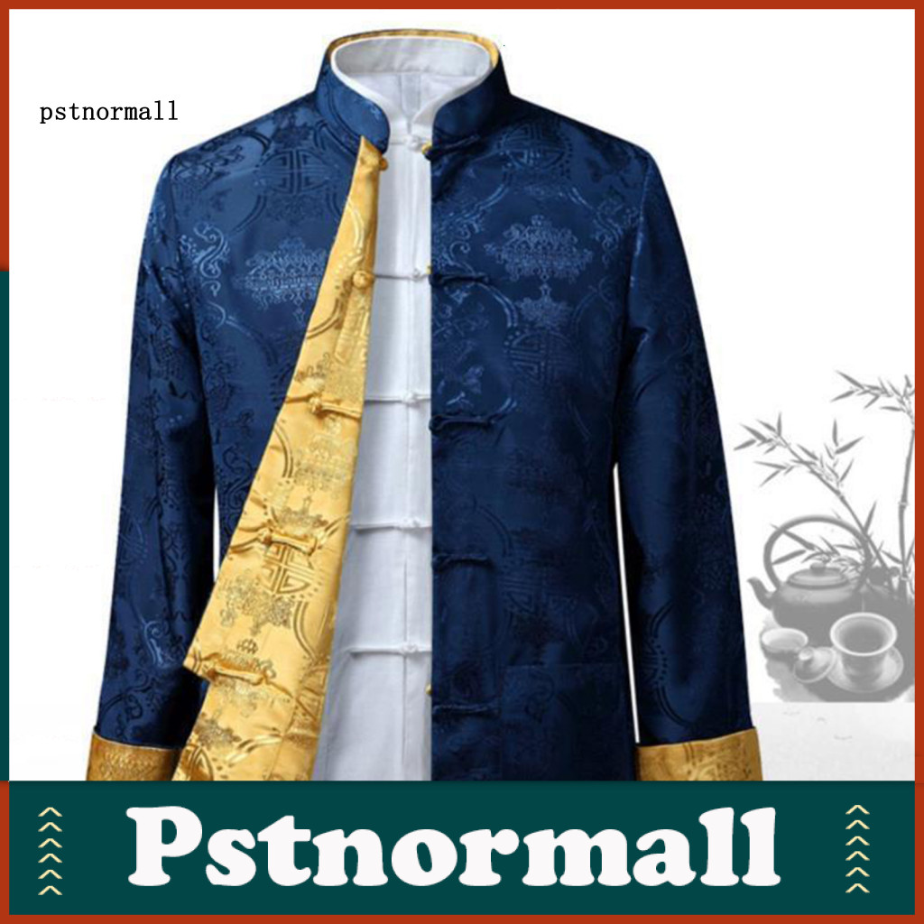 Tang Suit Coat Retro Long Sleeved Reversible Chinese Style Traditional ...