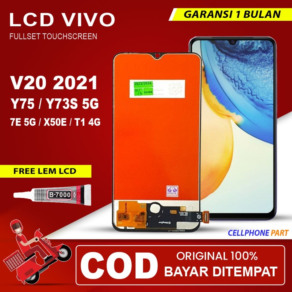 LCD VIVO V20 2021 / Y75 / Y73S 5G / 57E 5G / X50E / T1 4G FULLSET ...
