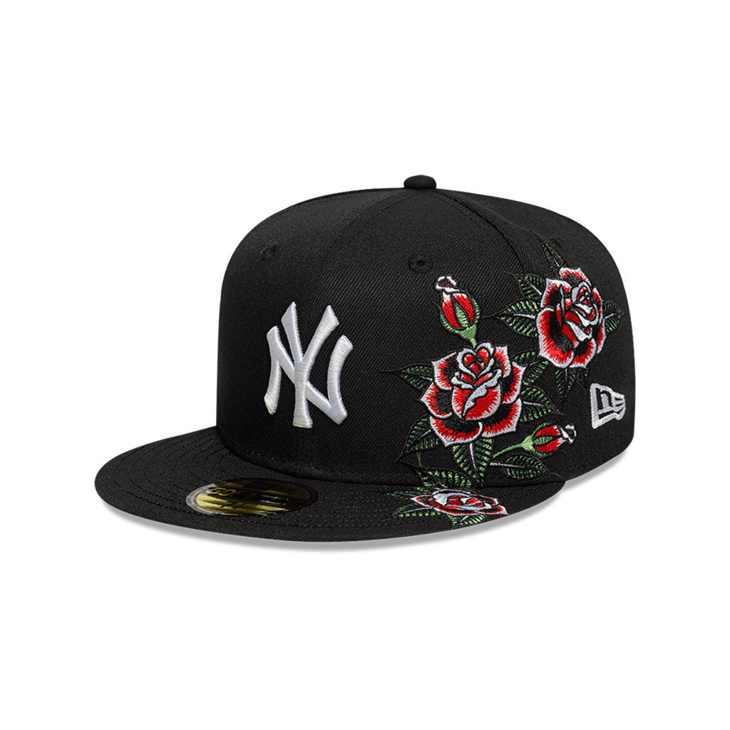 MLB New York Yankees Roses Embroidered Logo Black Fitted Hat Fully ...