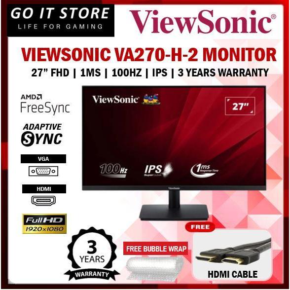 VIEWSONIC VA270-H-2 27" FHD IPS 100Hz 1MS MONITOR ( HDMI, VGA, 3 Years ...