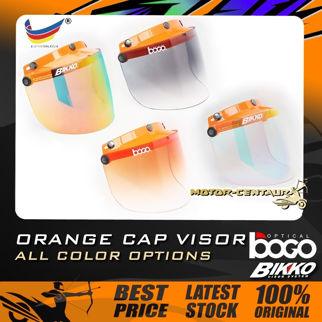 BIKKO/BOGO VISOR BG/BK/BKK/BKC-05 CLEAR/CRYSTAL/2-TONE SMOKE ORANGE CAP ...