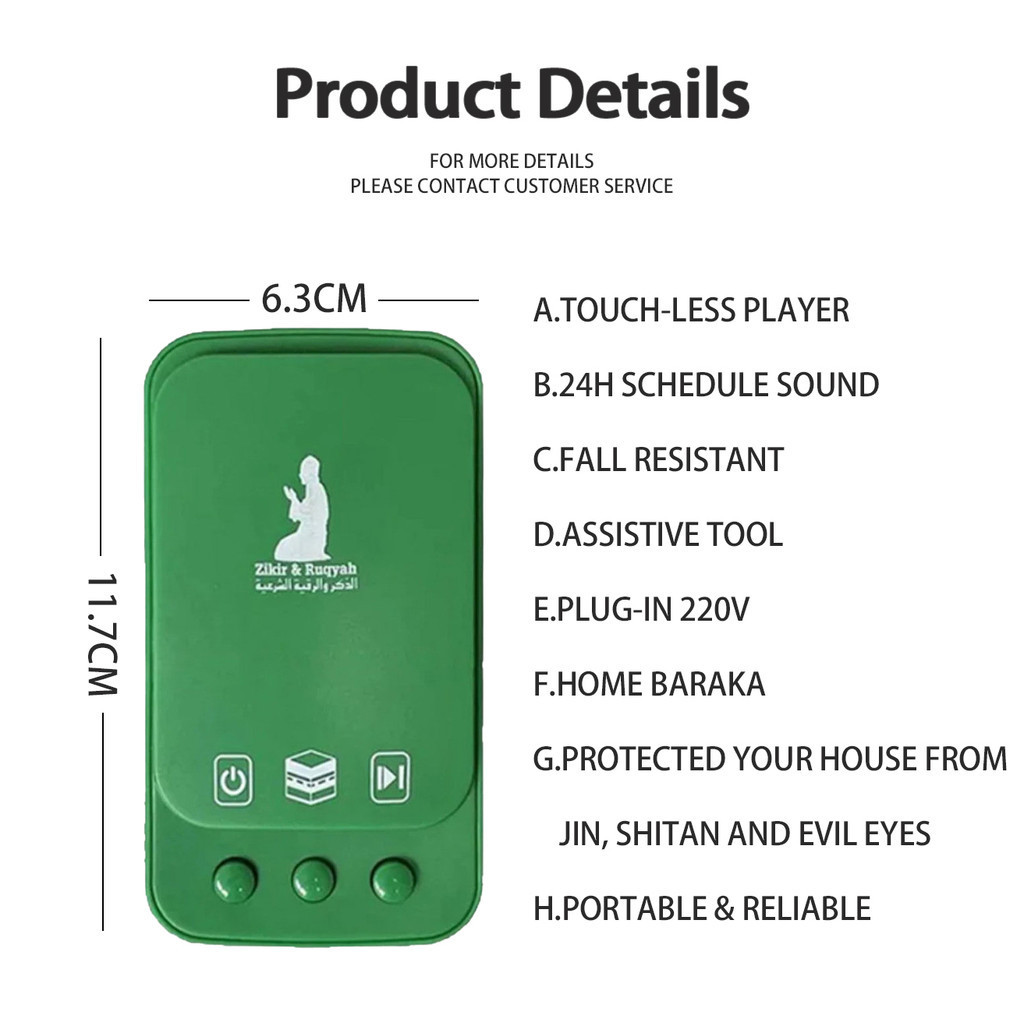 Zikir Ruqyah Plug In Ayat Ruqyah Zikir Plug 24 Jam with Led Sleeping ...