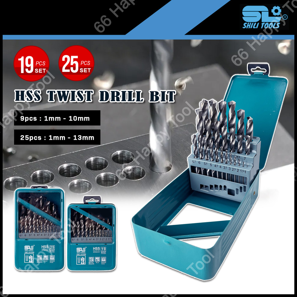 Shili Tools 19pcs 25pcs HSS Twist Drill Bit Set Set Mata Gerudi Keluli ...