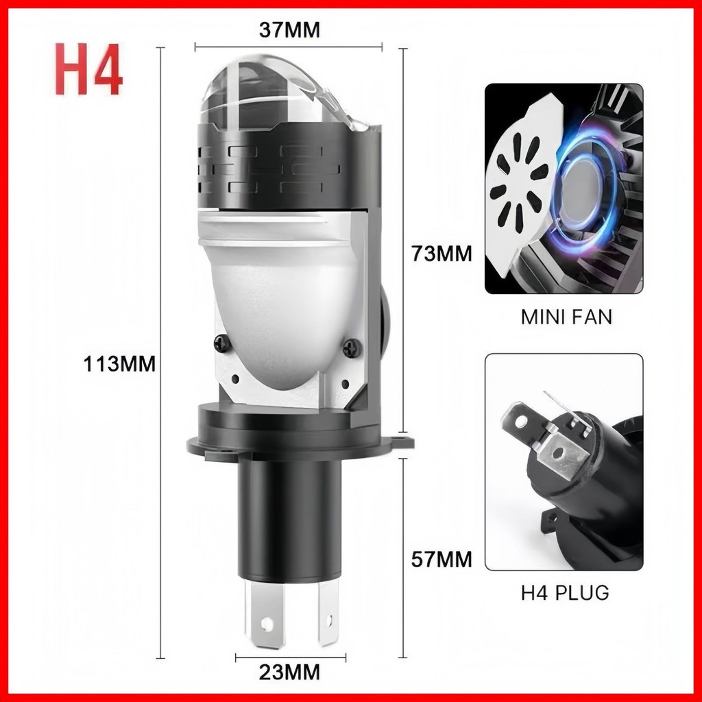 A6 Car Headlight H4 Far Near and Near Light High Power Double Fisheye ...