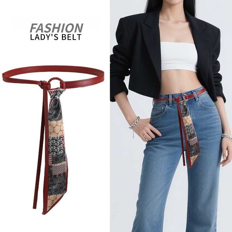 New Floral Scarf Belt French Boho Waist Belt Adjustable Wrap Ribbon ...