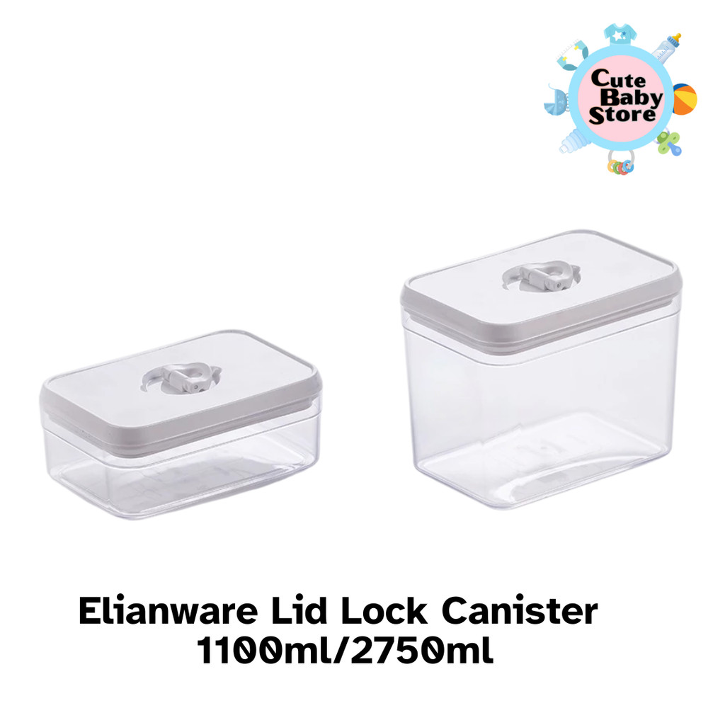 Elianware Lid Lock Rectangular Airtight Canister Food Storage Container ...