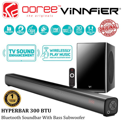 VINNFIER HYPERBAR 300 BTU BLUETOOTH LED DISPLAY SPEAKER SOUNDBAR WITH ...