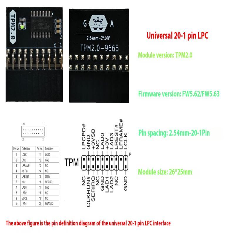 Ntmy TPM 2.0-9665 Encryption Security Module Pitch LPC TPM For ASUS ...