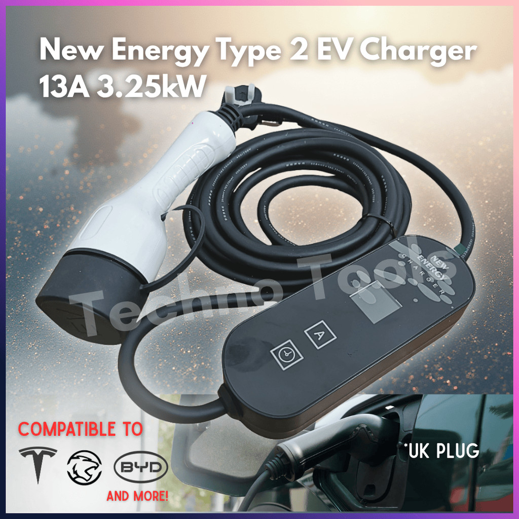 EV Charger Type 2 Portable Charger 5 Meter UK Socket 3.25kwh for Tesla ...