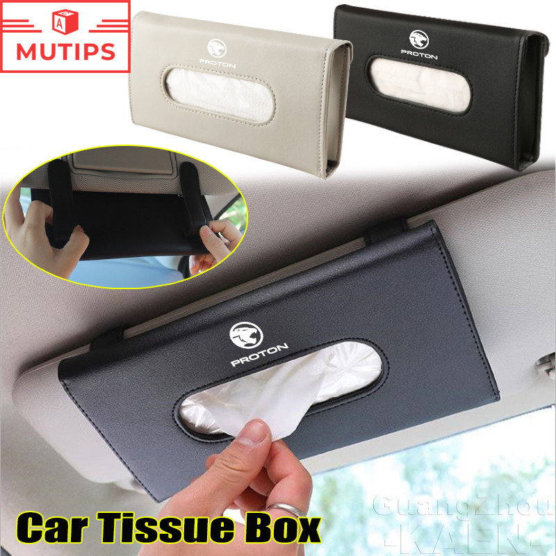 Proton Car Tissue Box Sun Visor Leather Tissue Bag With Clip Hanging ...
