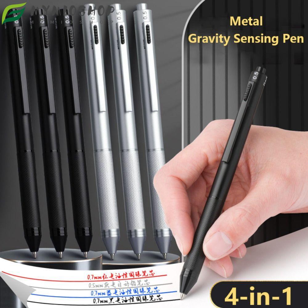 MIOSHOP Multifunction Pen, Metal 4-in-1 3 Color Ballpoint Pen, Simple ...