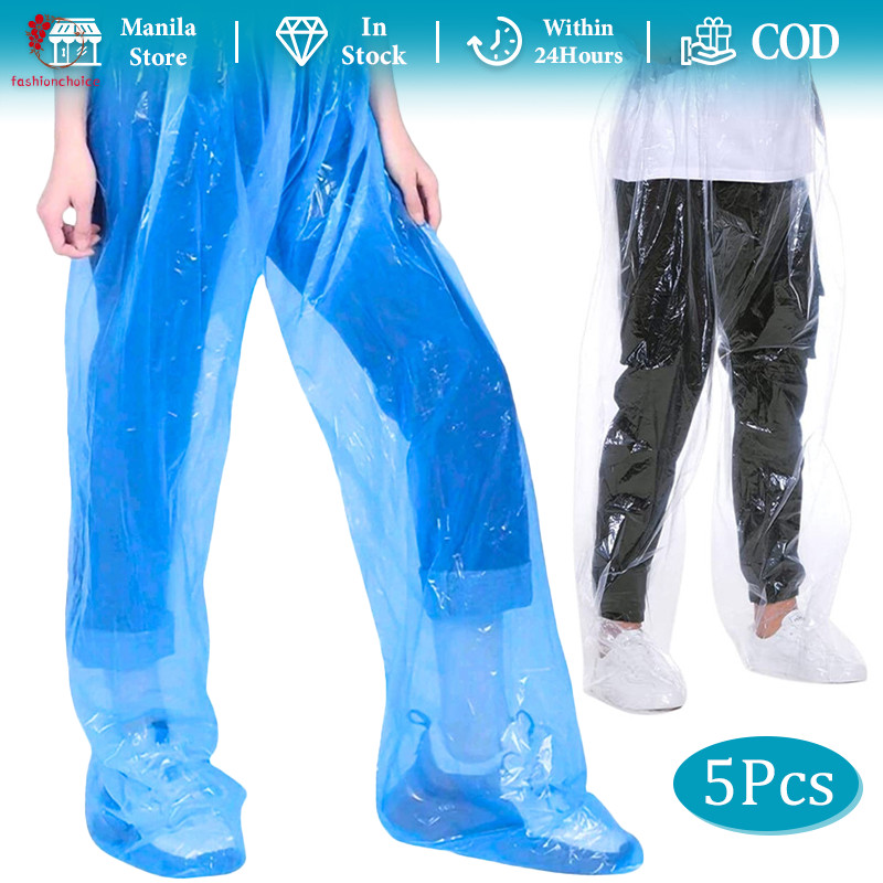 5pcs Disposable Rain Pants Clear Waterproof Plastic Pants with Shoes ...