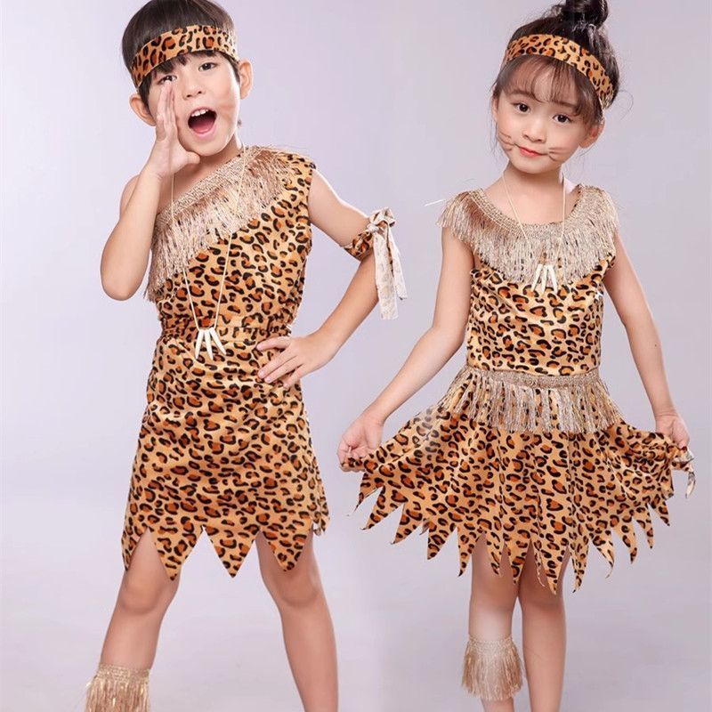 Savage Costume Children Indian Chief Costume Crazy Primal Houyi Costume ...
