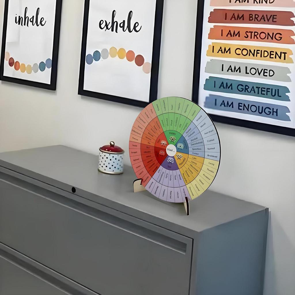 [szlztmy2mg] Feeling Wheel Emotion Chart Display Decor 6 inch Desk ...