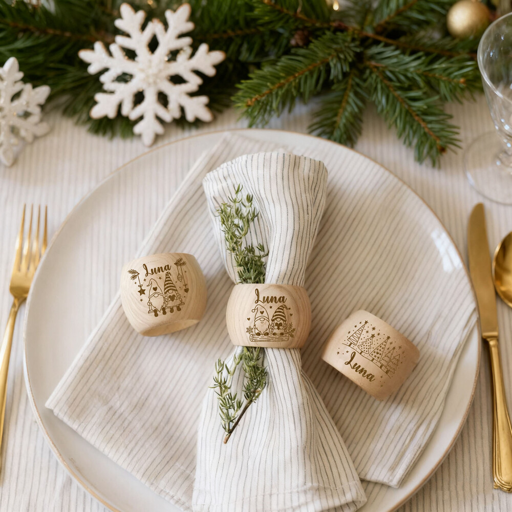 Personalized Custom Wooden Napkin Ring, Dining Table Style One Click ...