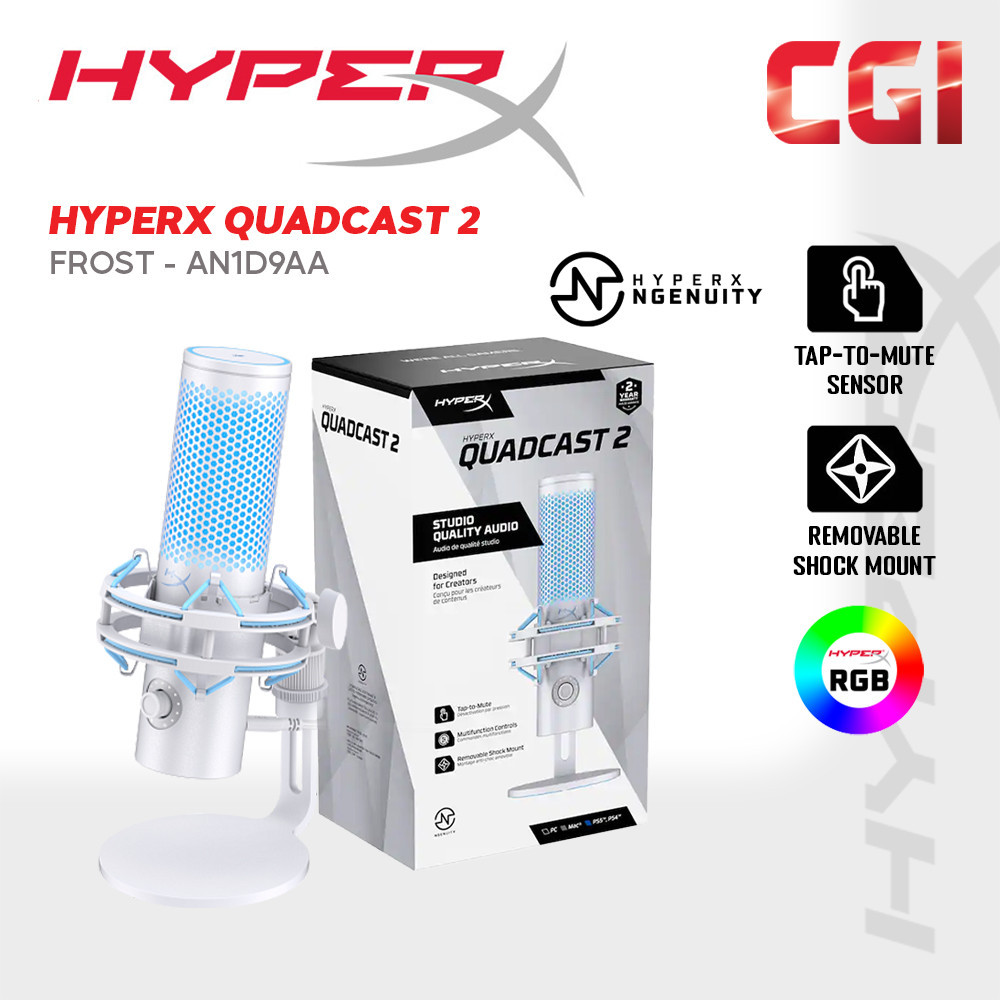 HyperX Quadcast 2 Hi Res Quality Recording USB Microphone - Frost ...